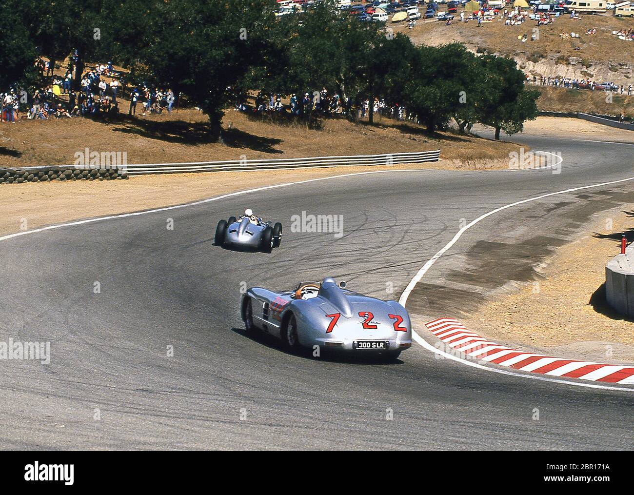 Fangio in a Mercedes W196 and Stirling Moss in the 300SLR at the ...