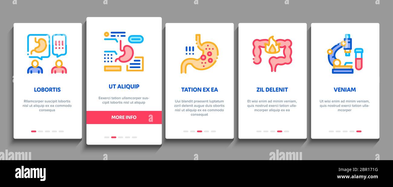 Gastroenterology And Hepatology Onboarding Elements Icons Set Vector ...