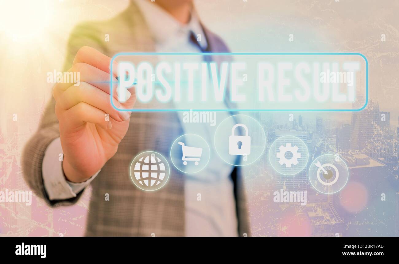Writing note showing Positive Result. Business concept for shows that ...