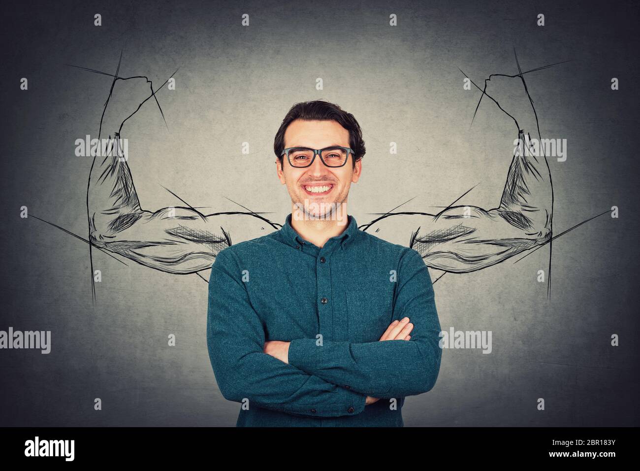 Brave and confident guy keeps arms folded, strong personality, has no ...