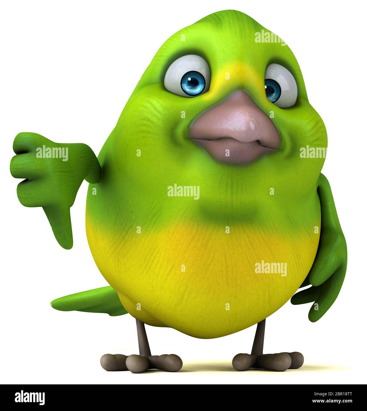 Fun green bird - 3D Illustration Stock Photo - Alamy