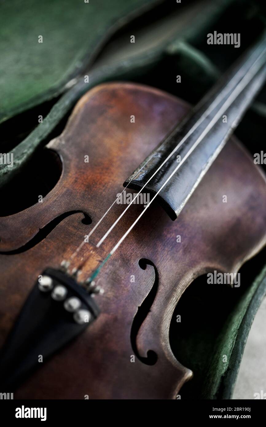 Close up of a used musical instrument in a flea market stall Stock ...