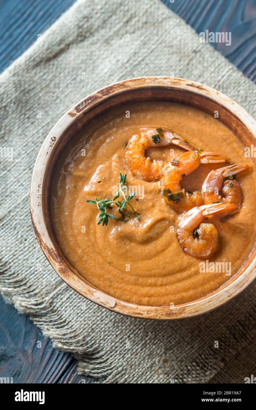 Bowl of Bisque - french soup with crustaceans Stock Photo - Alamy