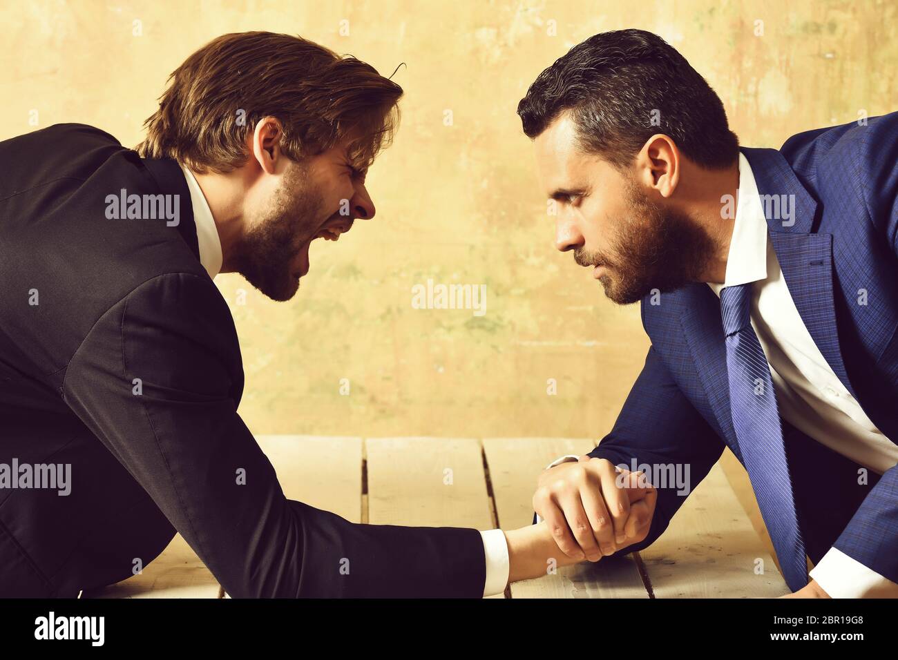 loser man shouting, arm wrestling defeat and victory of businessman in ...