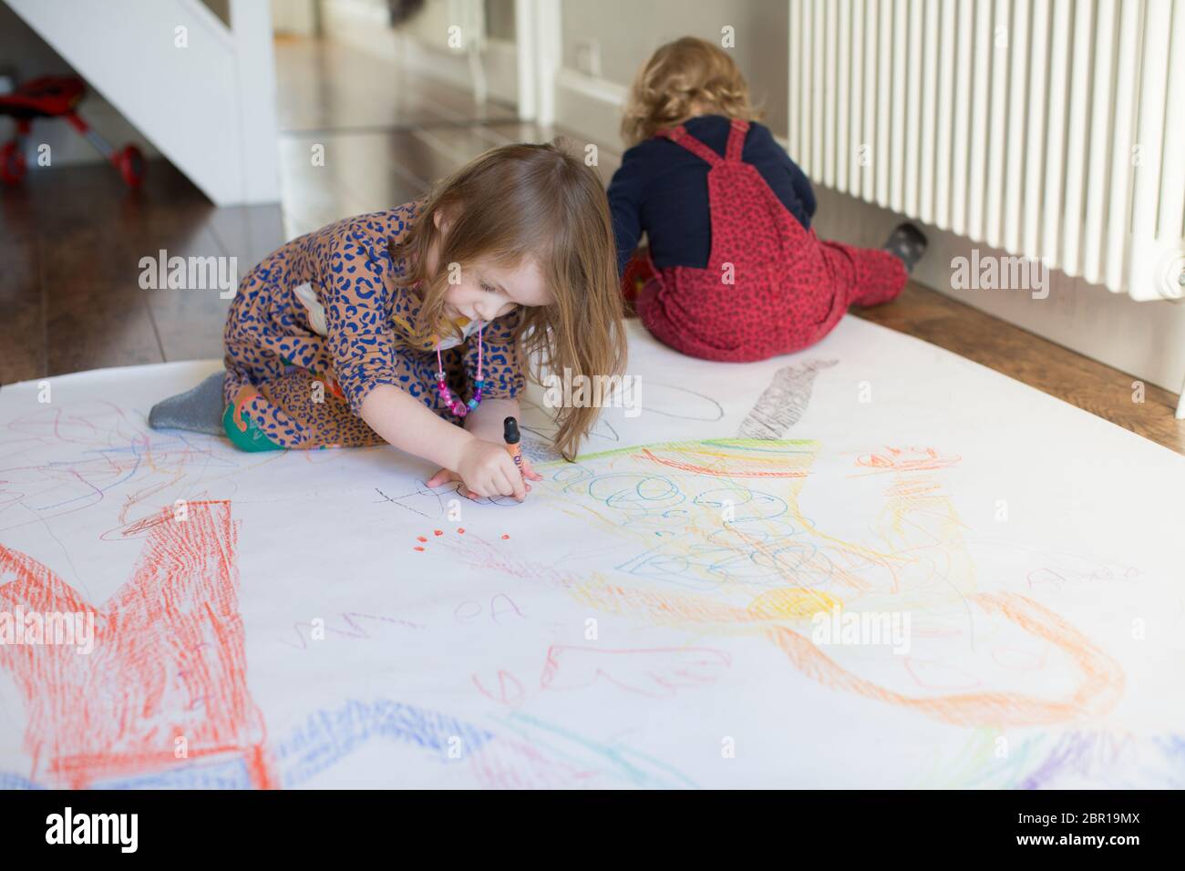 Children colouring and painting Stock Photo - Alamy