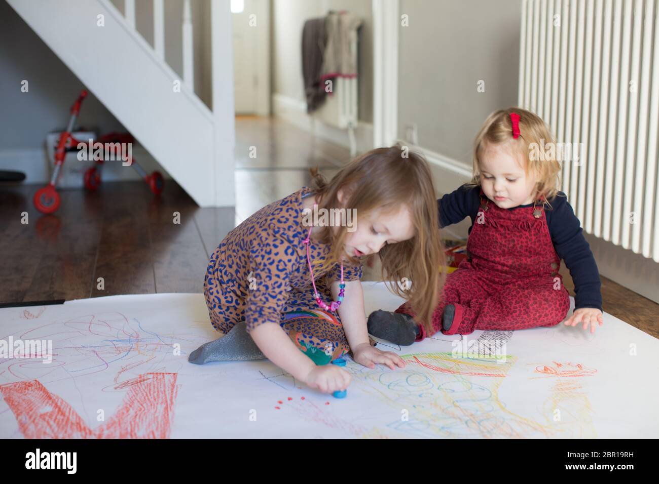 Children colouring and painting Stock Photo - Alamy