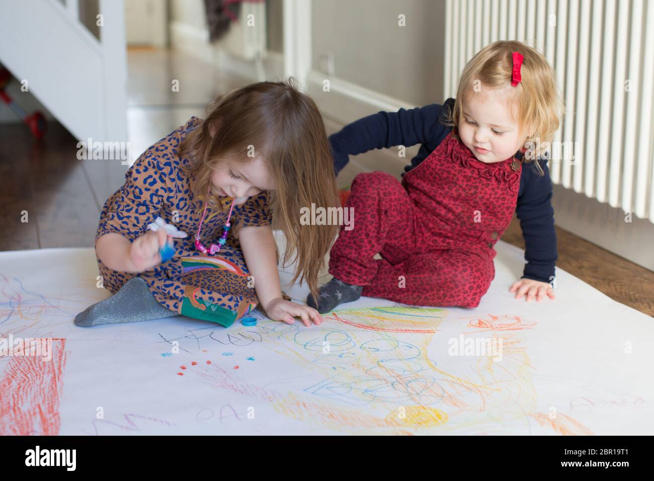 Children colouring and painting Stock Photo - Alamy