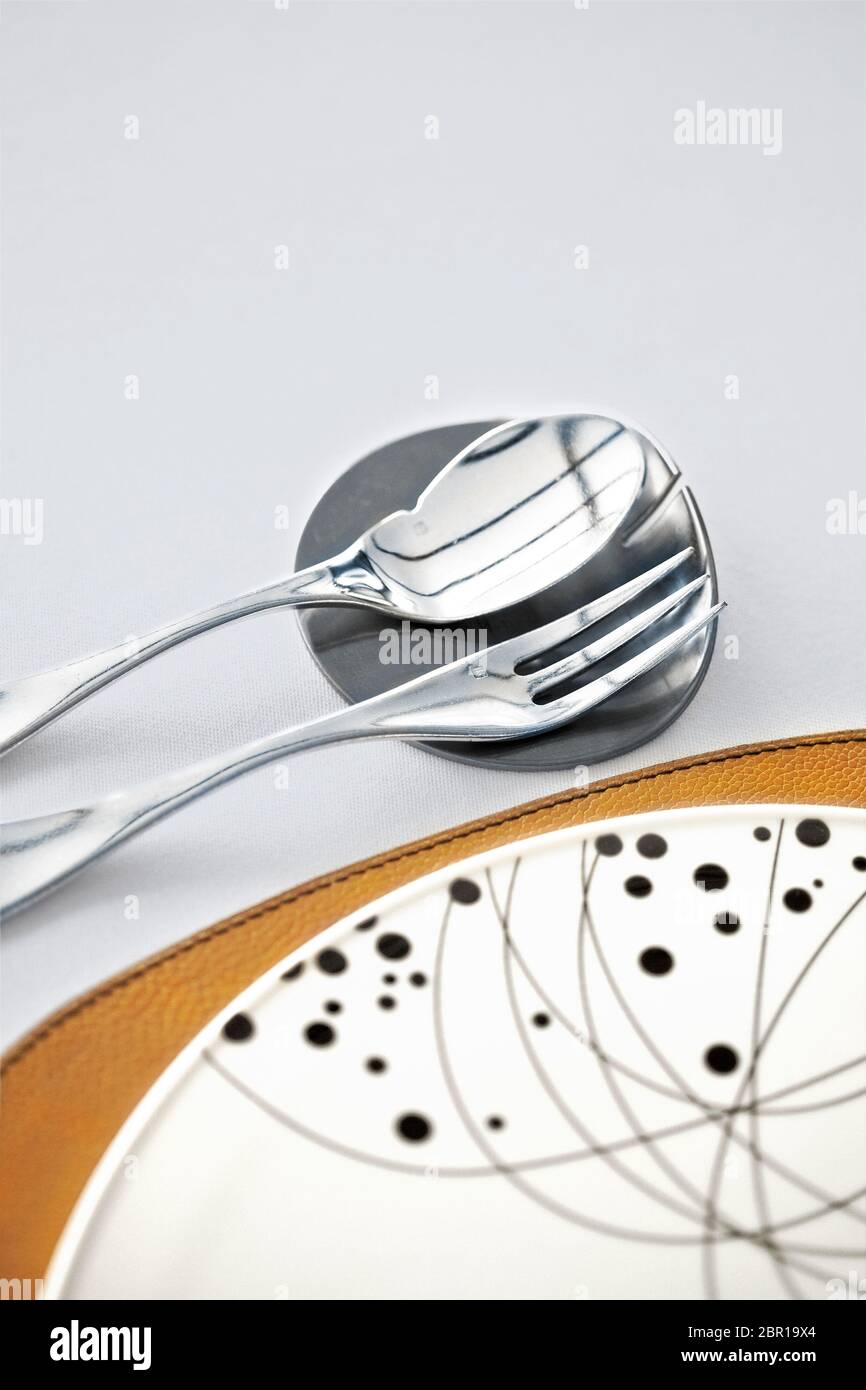 Table set up and cutlery on a table Stock Photo - Alamy