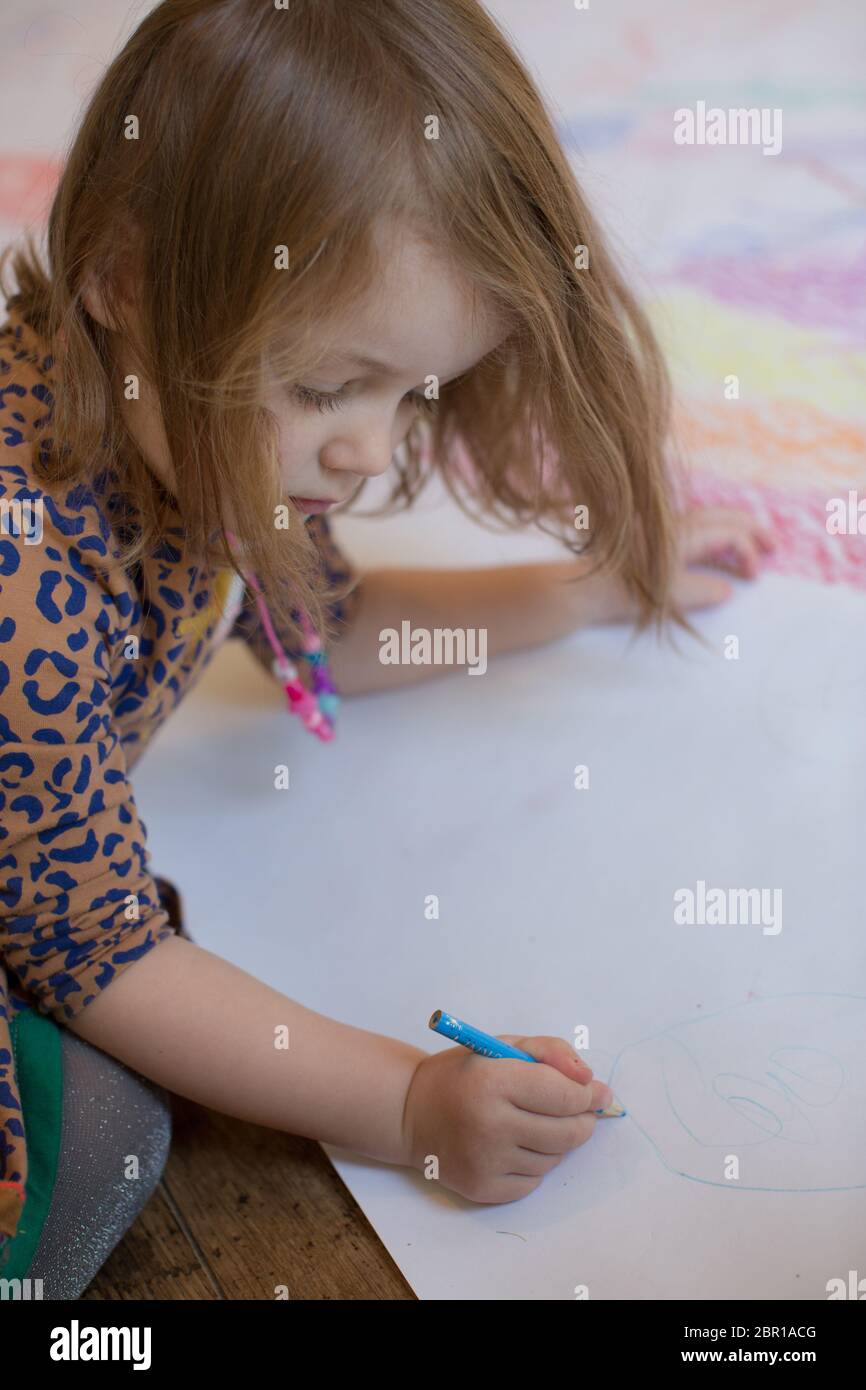 Children colouring and painting Stock Photo - Alamy