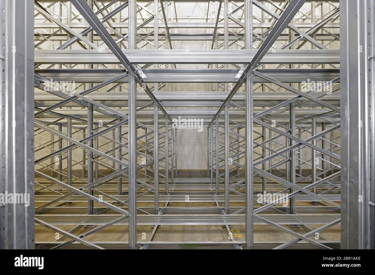 Empty Shelving System Steel Racks in New Warehouse Stock Photo - Alamy