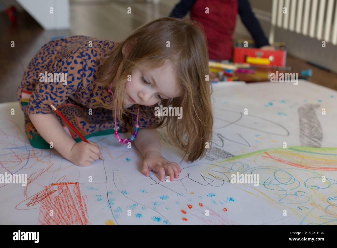Children colouring and painting Stock Photo - Alamy