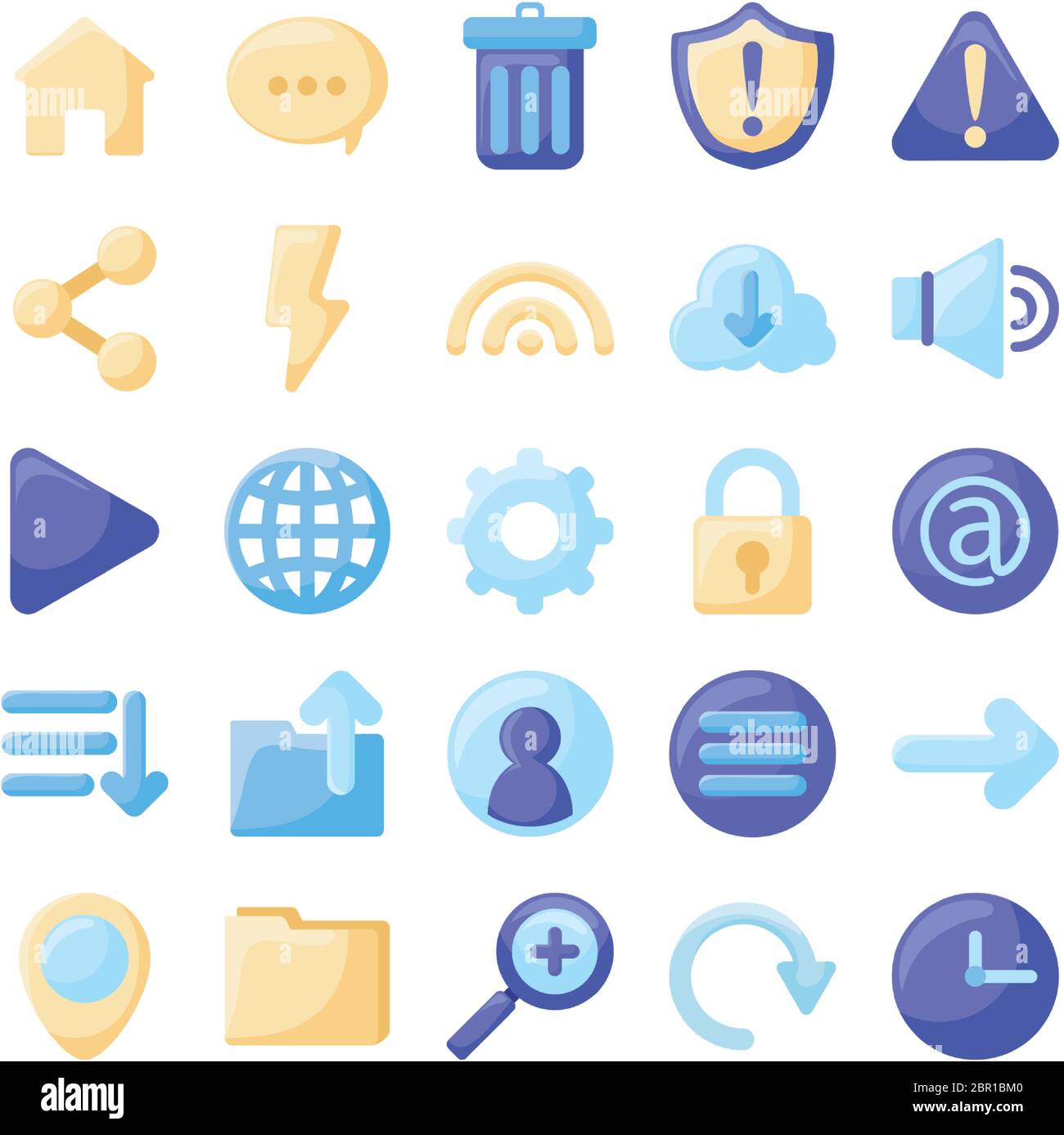 Flat style icon set design, Social media web multimedia and ...