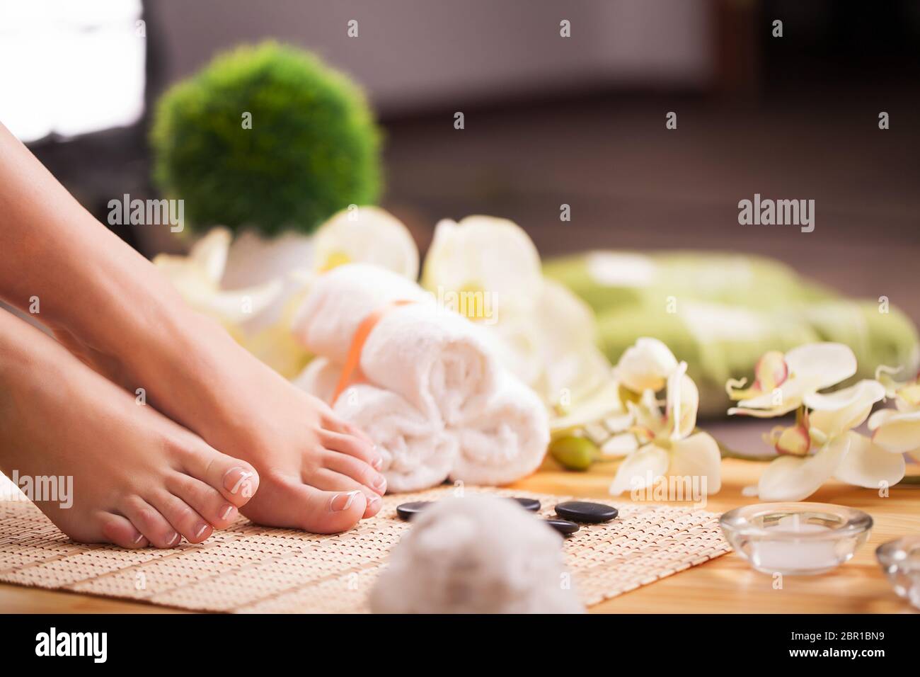 Closeup photo of a female feet at spa salon Stock Photo - Alamy