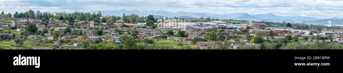 FICKSBURG, SOUTH AFRICA - MARCH 20, 2020: A panoramic view of Maputsoe ...