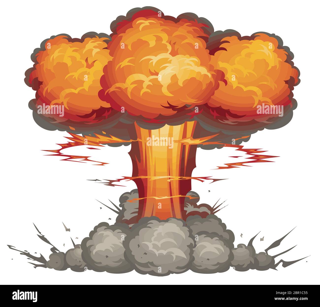 explosion bomb nuclear destruction smoke radiation blast illustration ...
