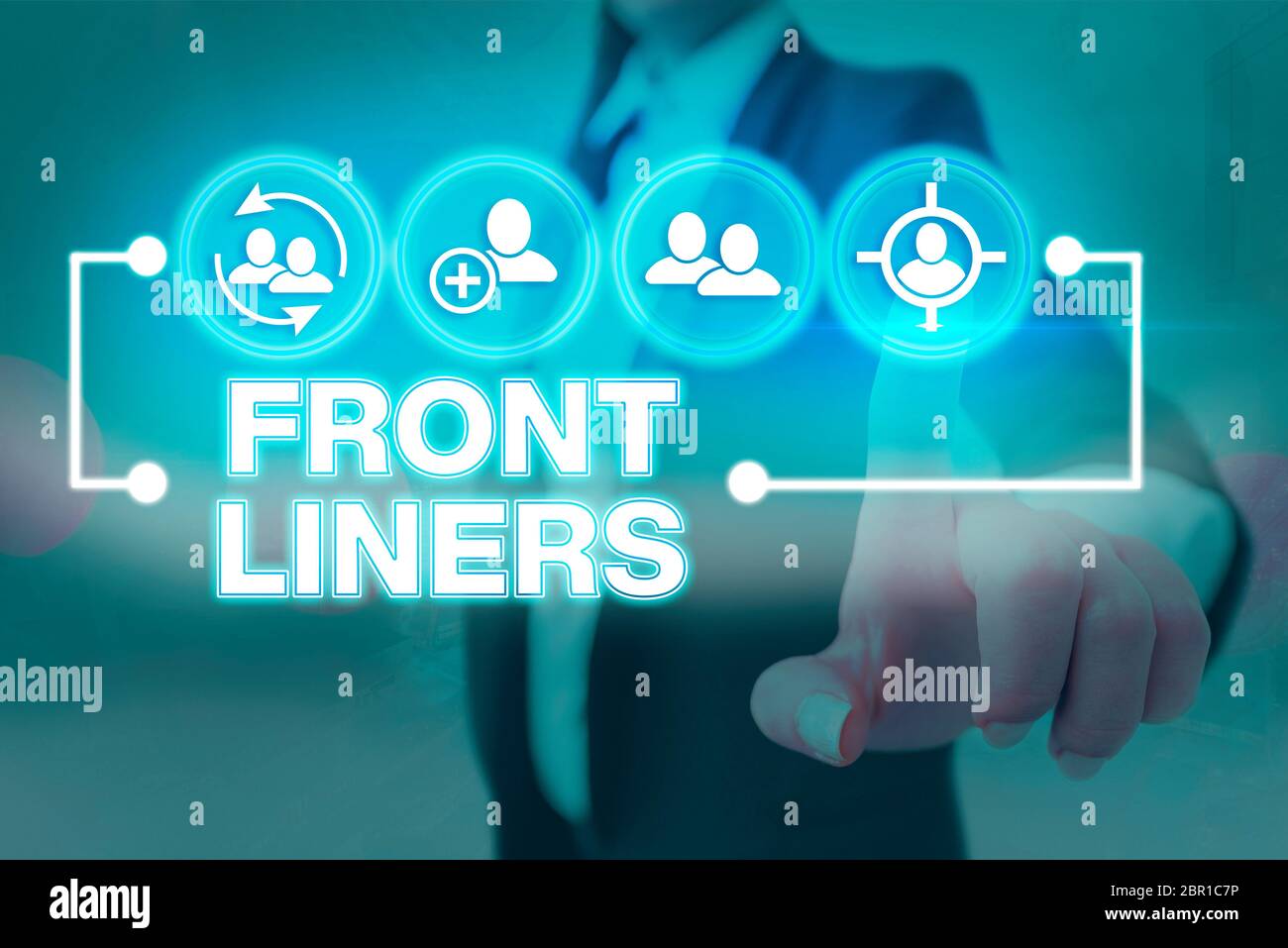 Conceptual hand writing showing Frontliners. Concept meaning most ...