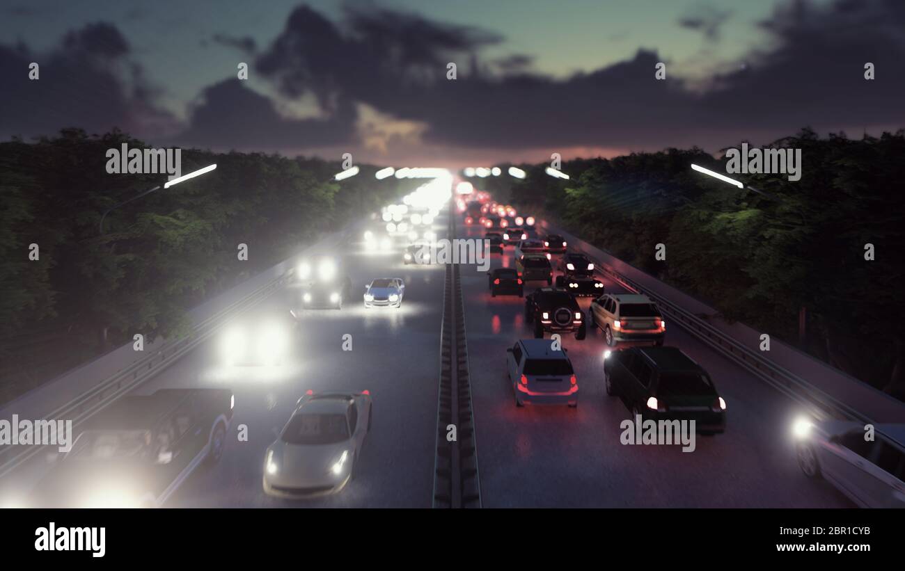 Cars driving through night bridge hi-res stock photography and images ...