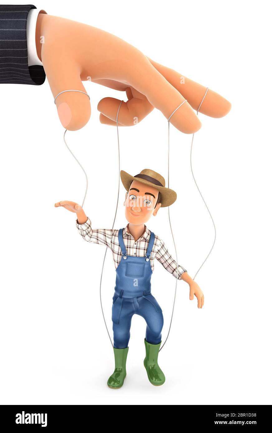 3d farmer puppet concept, illustration with isolated white background ...