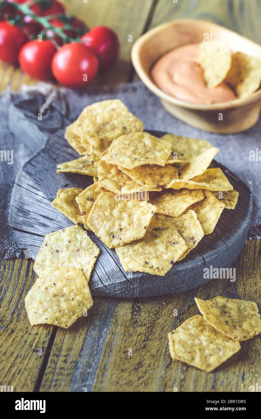 Queso cheese dip chips hi-res stock photography and images - Alamy