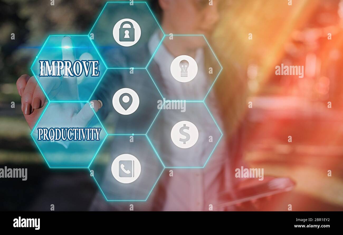 Text sign showing Improve Productivity. Business photo text to increase ...