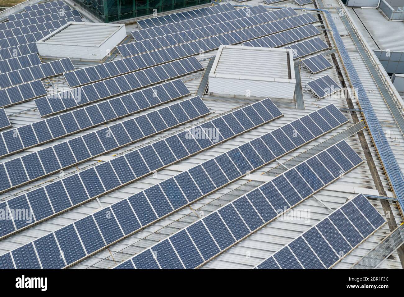 Top view of Solar panel on the building Stock Photo - Alamy