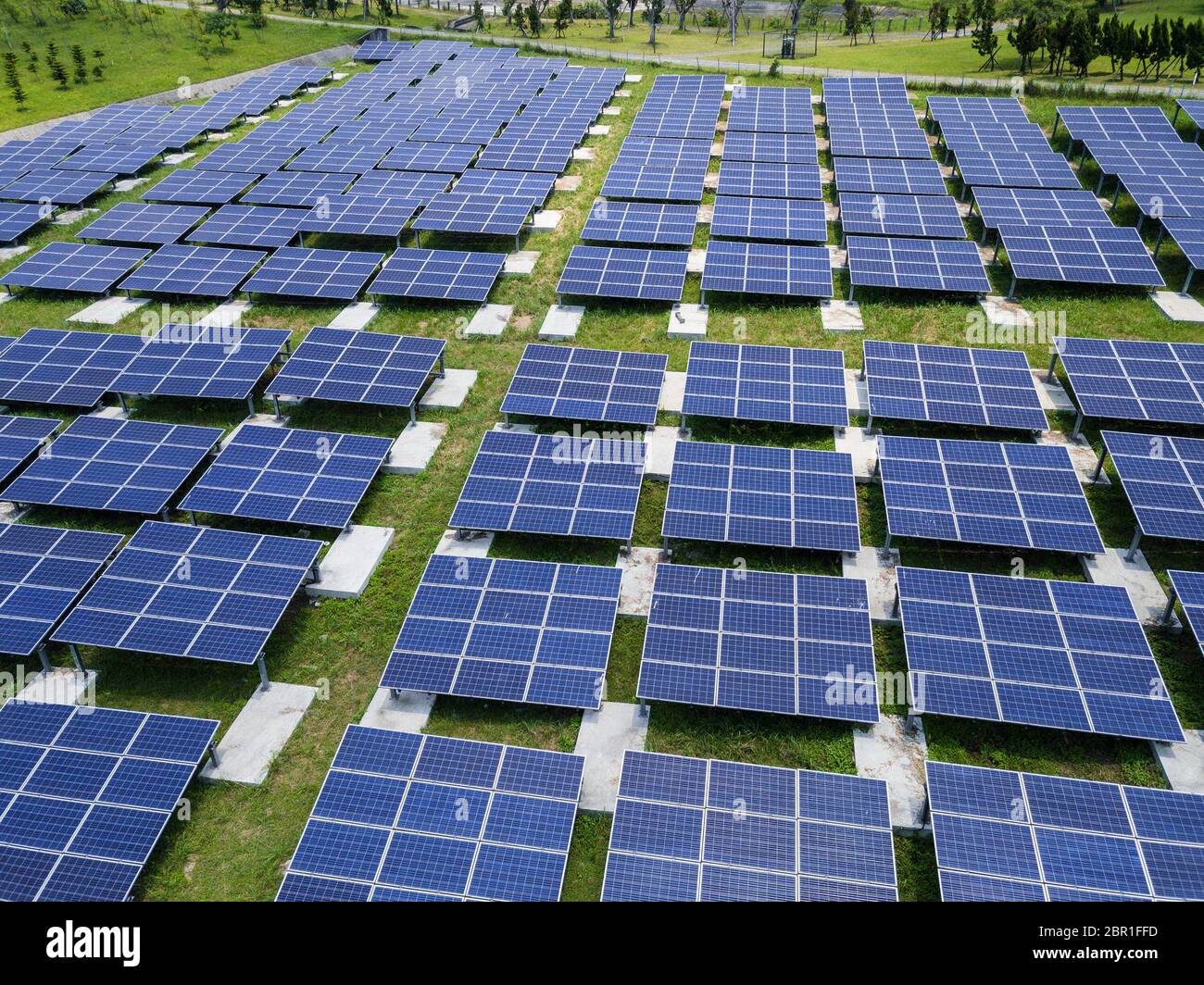 Top view of solar power panel plant Stock Photo - Alamy