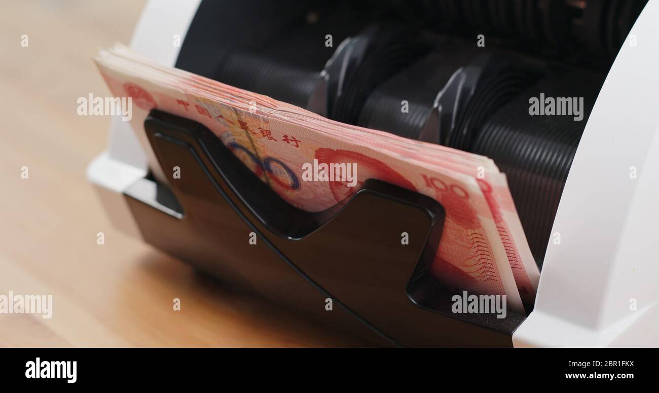 Chinese banknote on money counter Stock Photo - Alamy