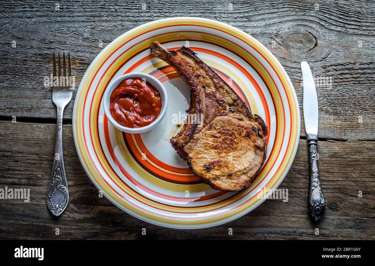 Grilled pork ribs Stock Photo - Alamy