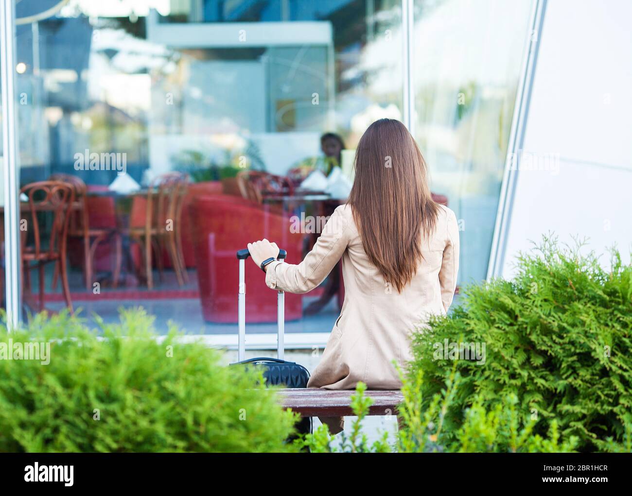Cropped image traveler tourist woman crossed in summer casual clothes ...