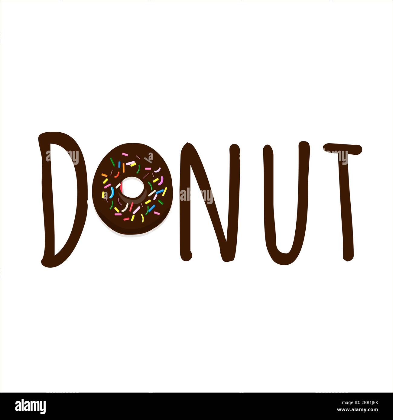 Donut text in cartoon style with symbol donut isolated on white Stock ...