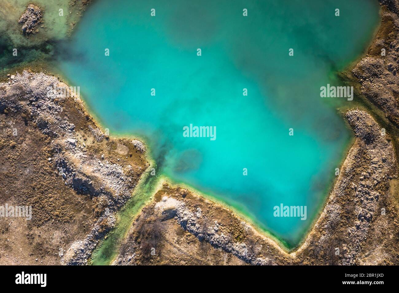 Aerial view of degraded landscape. Destroyed land. View from above ...