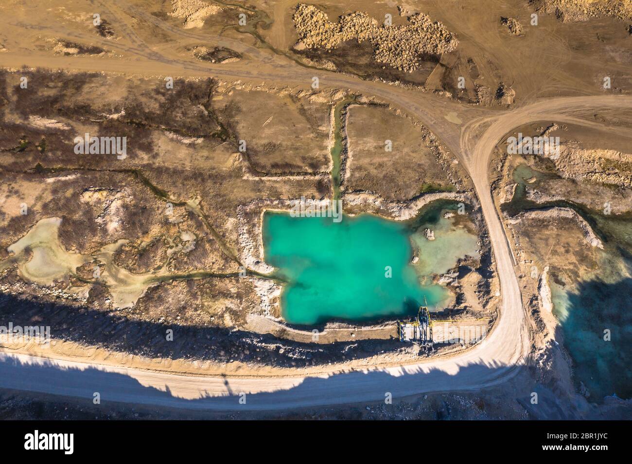 Aerial view of degraded landscape. Destroyed land. View from above ...