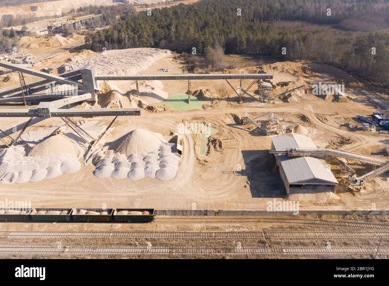 Aerial view of opencast mining quarry. Industrial place view from above ...