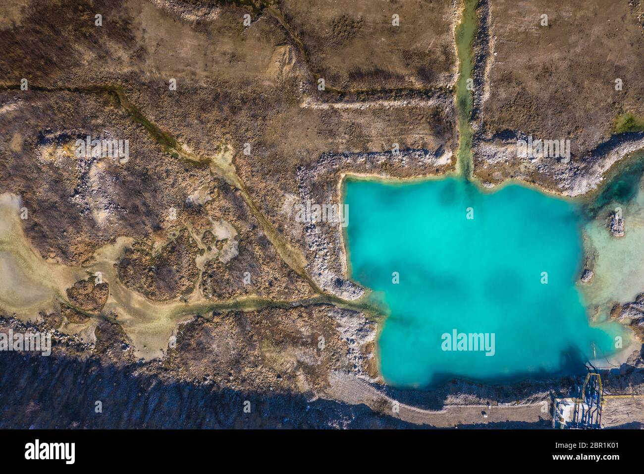 Aerial view of degraded landscape. Destroyed land. View from above ...