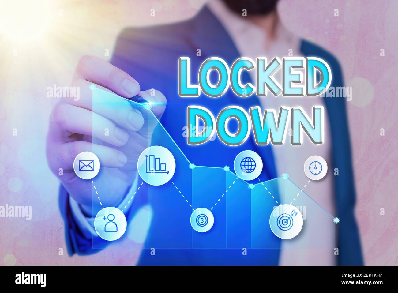 Writing note showing Locked Down. Business concept for emergency ...