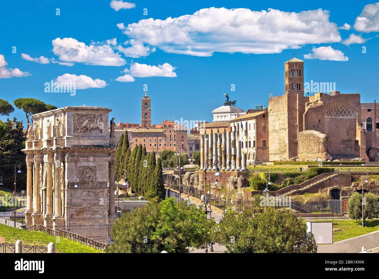 Historic Roman Forum in Rome scenic springtime view, Forum Romanum and ...
