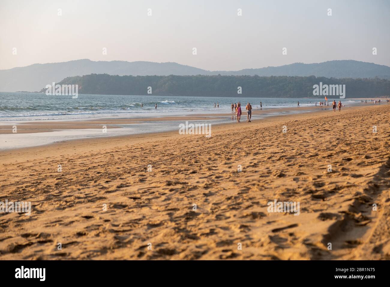 A wide angle view of Agonda Beach in Goa at sunset, India Stock Photo ...