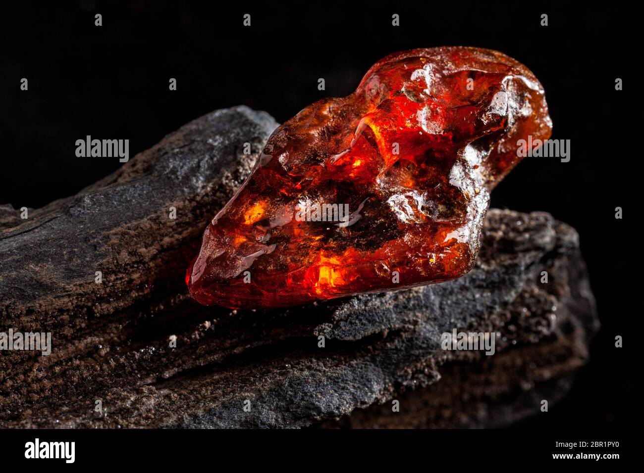 A piece of yellow semi transparent natural amber, classification color ...