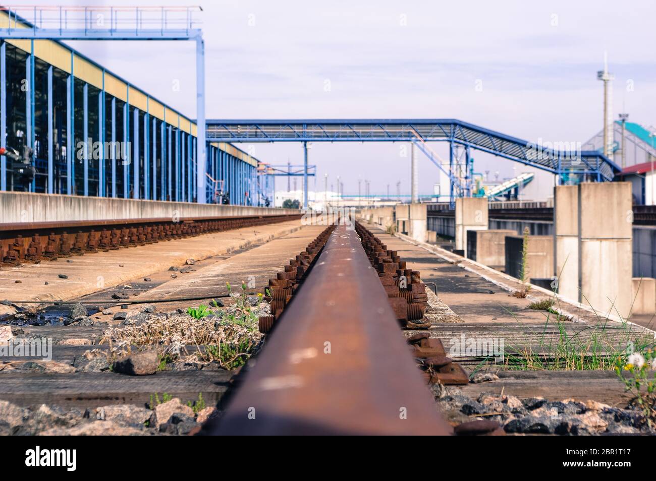 Railroad in a industrial area .Train delivering oil or gas Stock Photo ...
