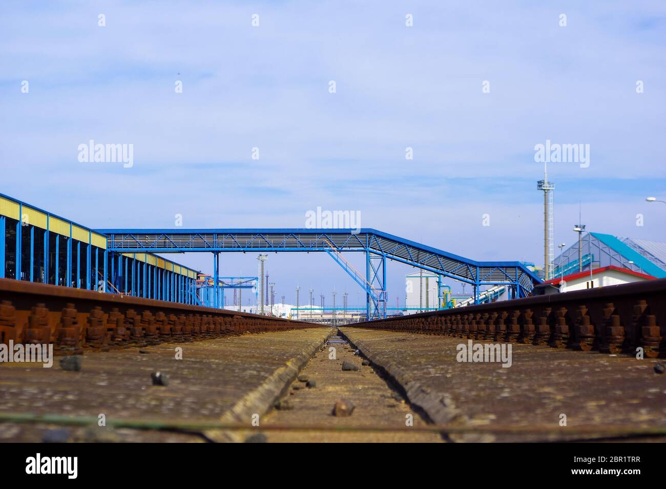 Railroad in a industrial area .Train delivering oil or gas Stock Photo ...