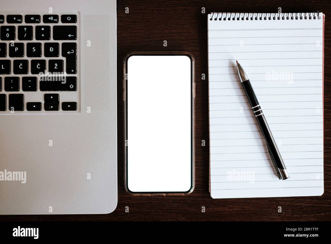 layout of multiple device phone with pen planning notebook. office ...