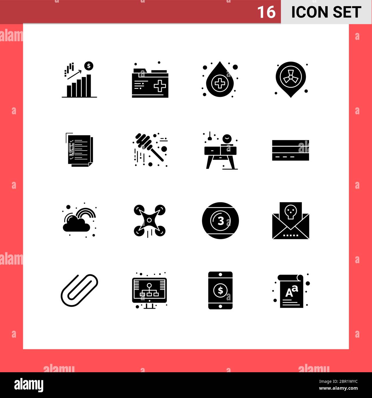 Stock Vector Icon Pack of 16 Line Signs and Symbols for work task ...