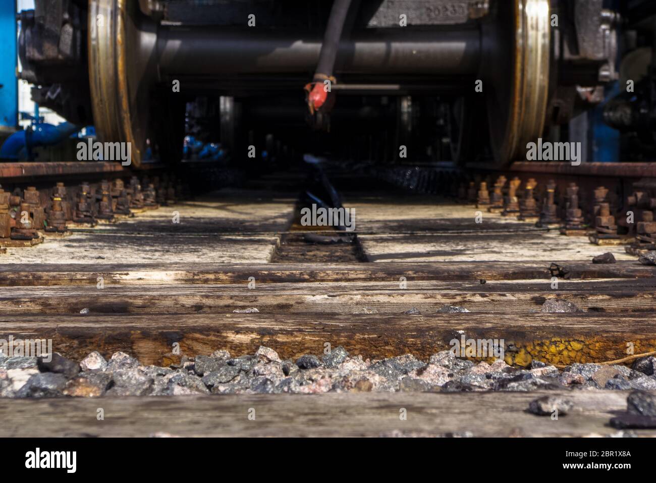 Railroad in a industrial area .Train delivering oil or gas Stock Photo ...