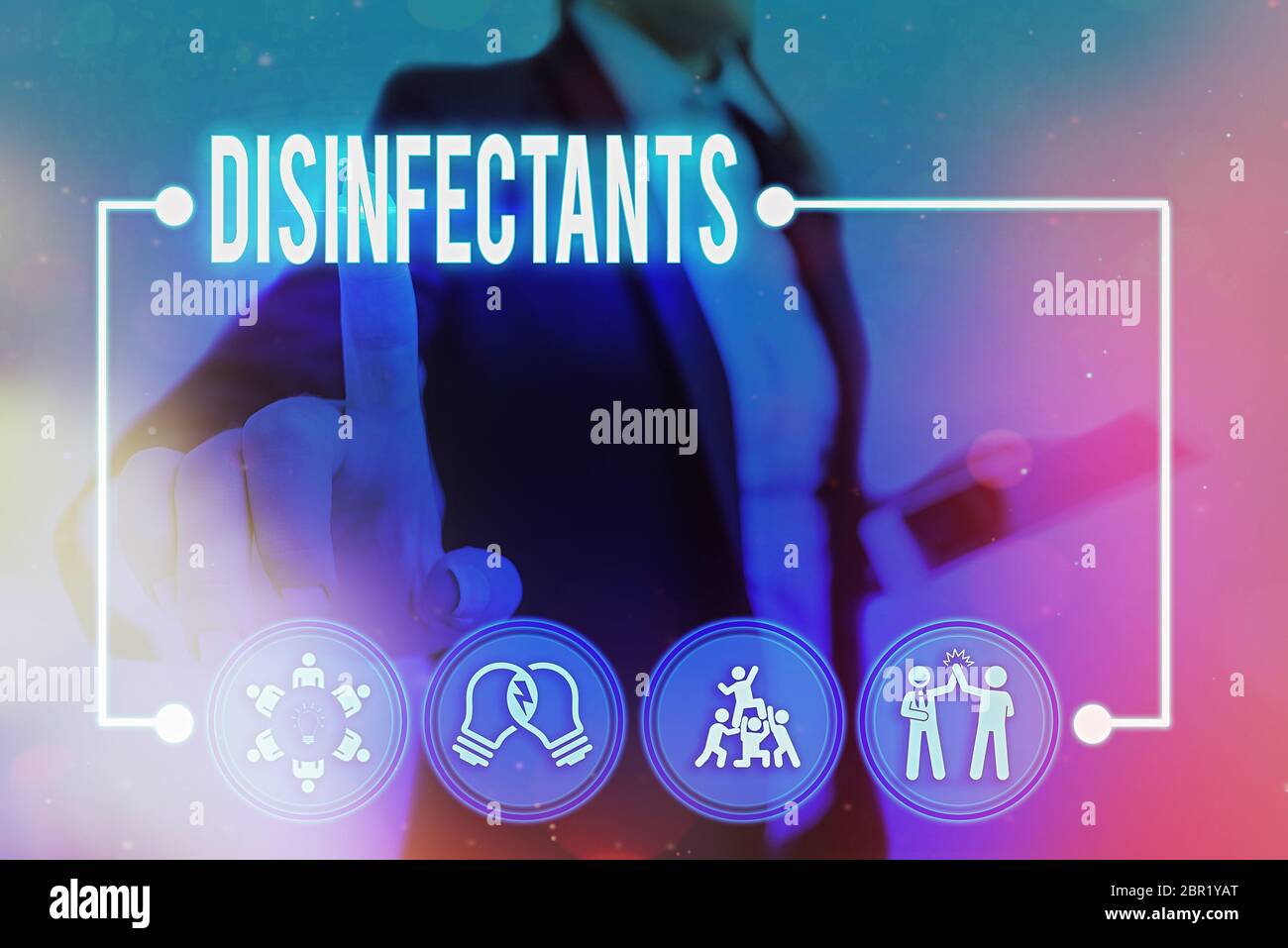 Conceptual hand writing showing Disinfectants. Concept meaning chemical ...