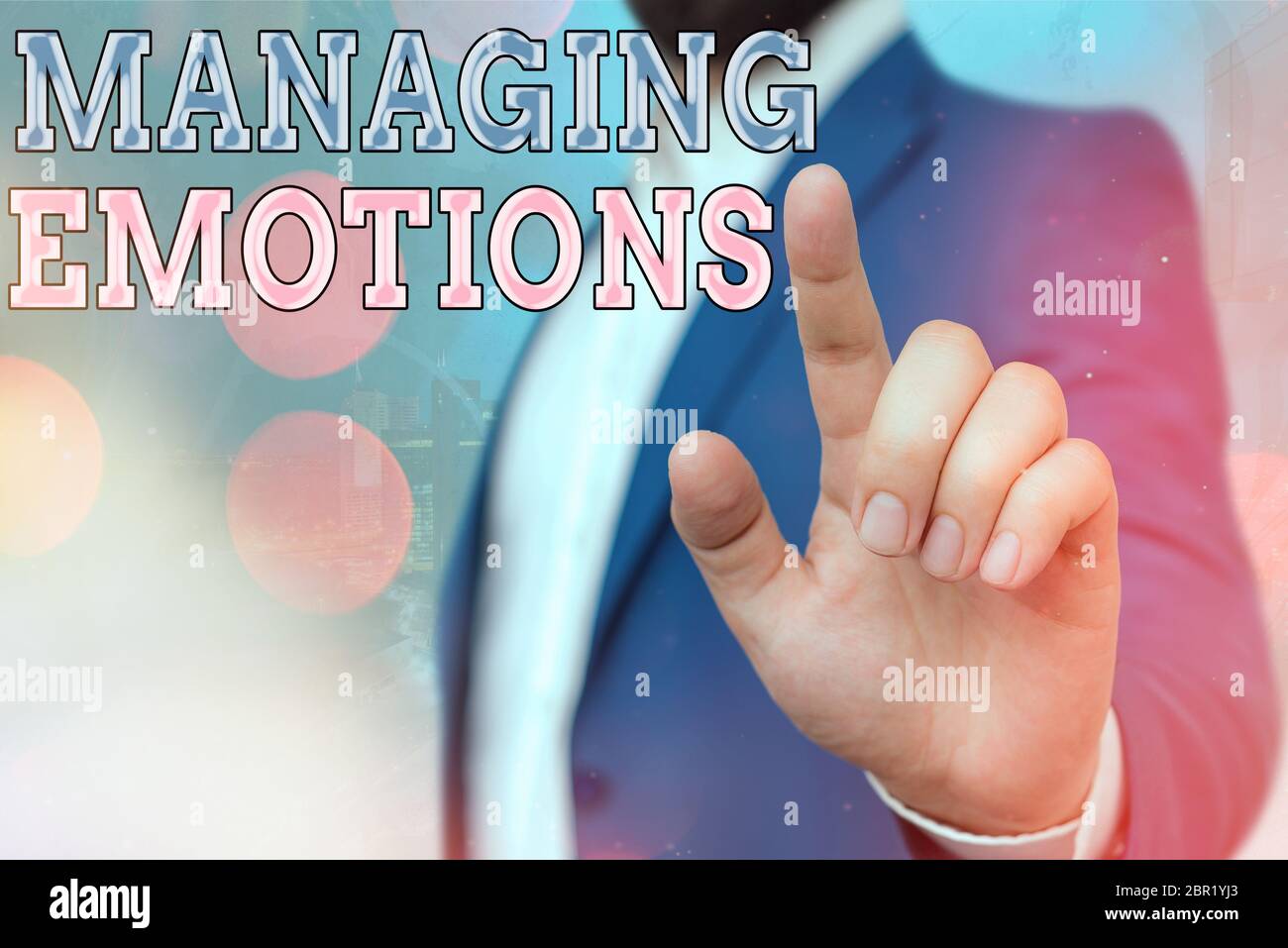 Text sign showing Managing Emotions. Business photo showcasing ability ...