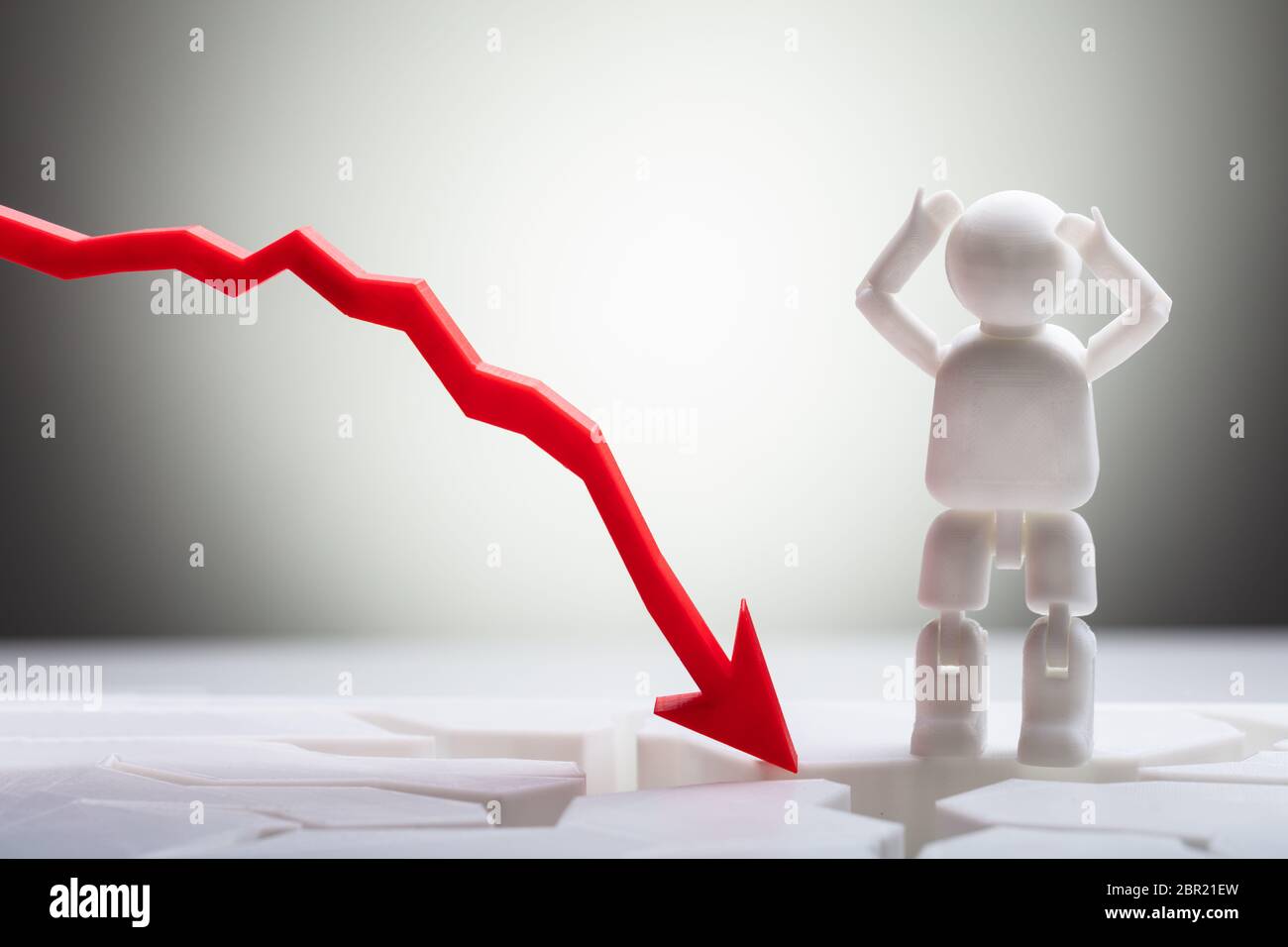 Close-up Of Human Figure Standing Near Red Arrow Symbol Moving In ...