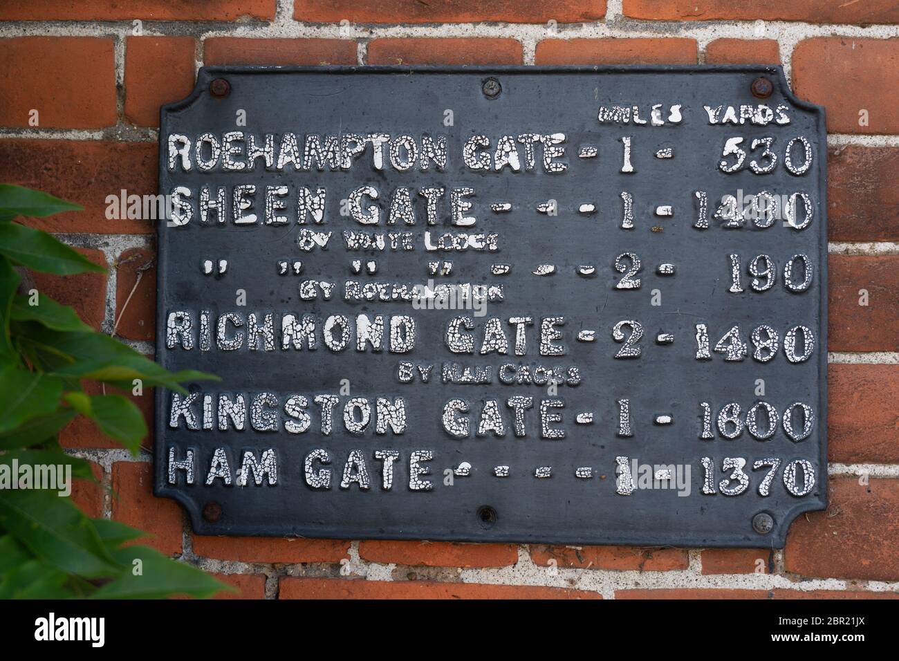 An old sign at the Robin Hood Gate to Richmond Park in London. Photo ...