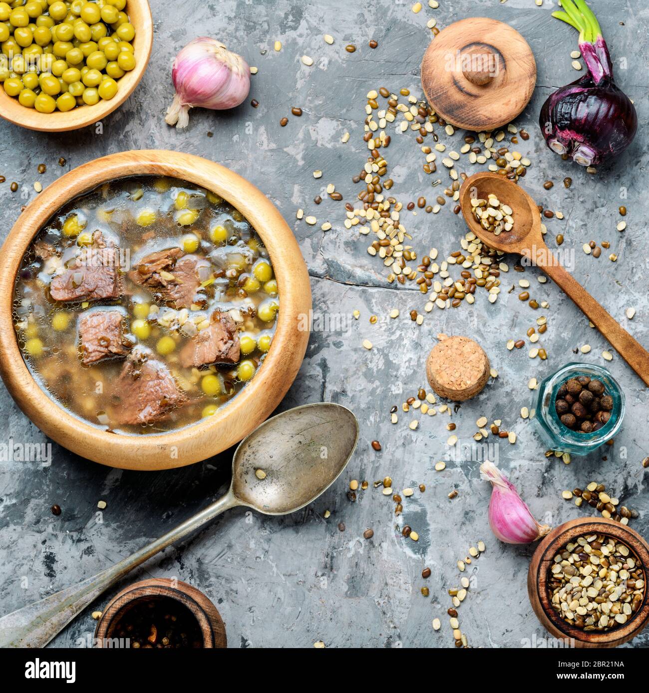 Peruvian chicken soup with cilantro and quinoa.Aguadito de Pollo Stock ...