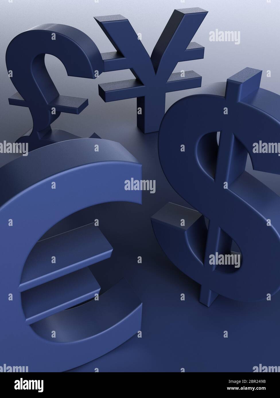 Currency Symbols On Blue Background Stock Photo - Alamy