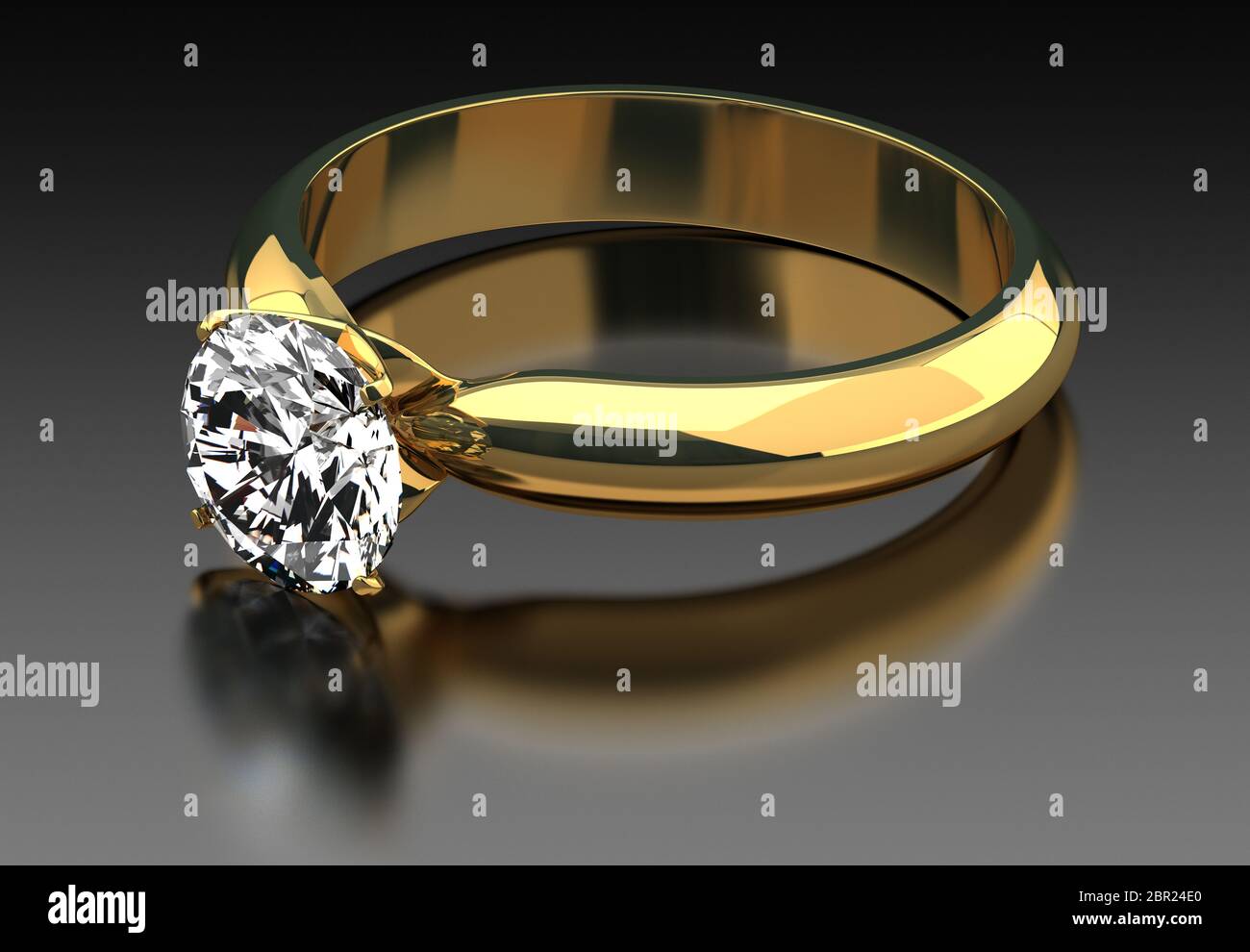 Solitaire ring on gray background Stock Photo - Alamy